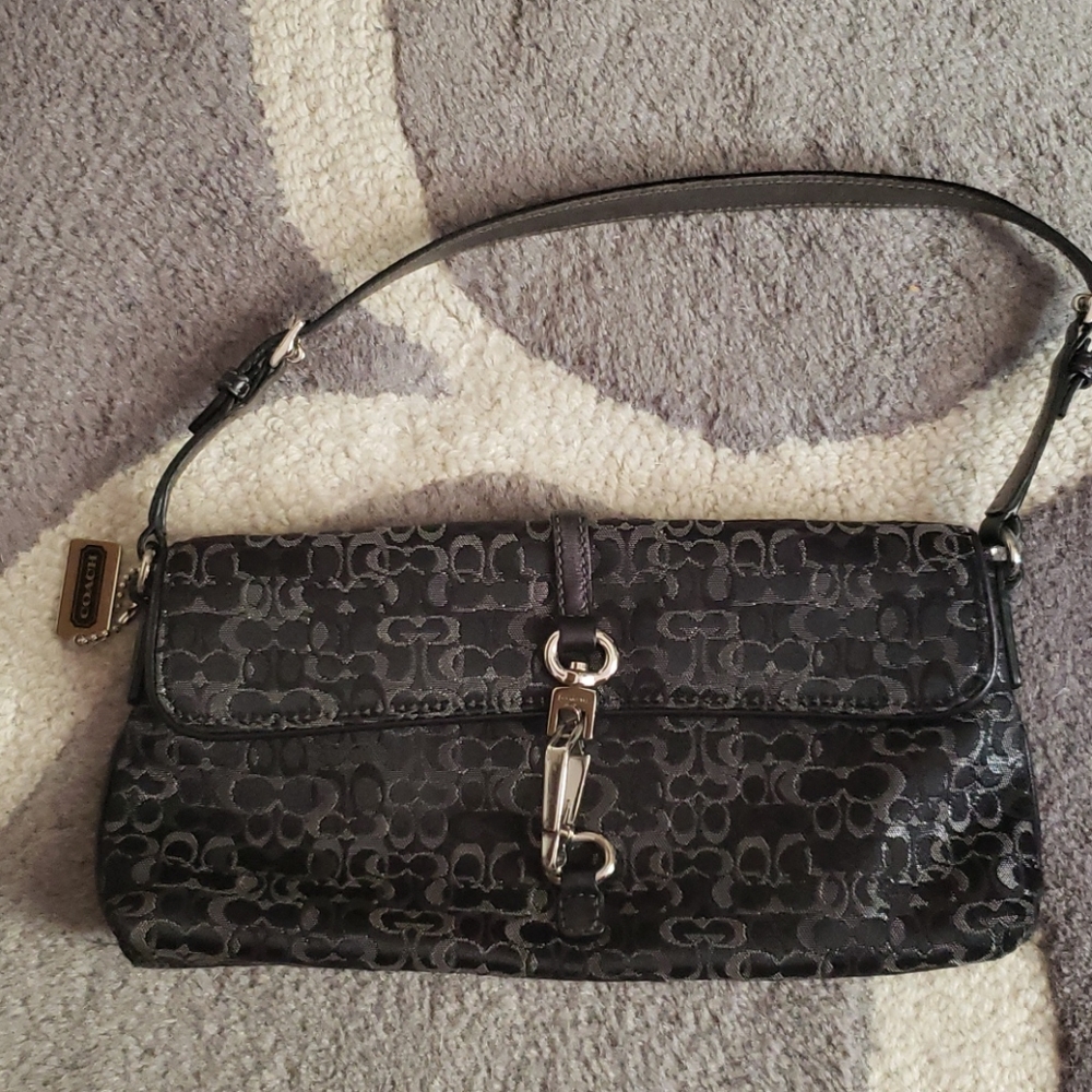 Metallic Silver Logo Mini Coach Bag - Gem